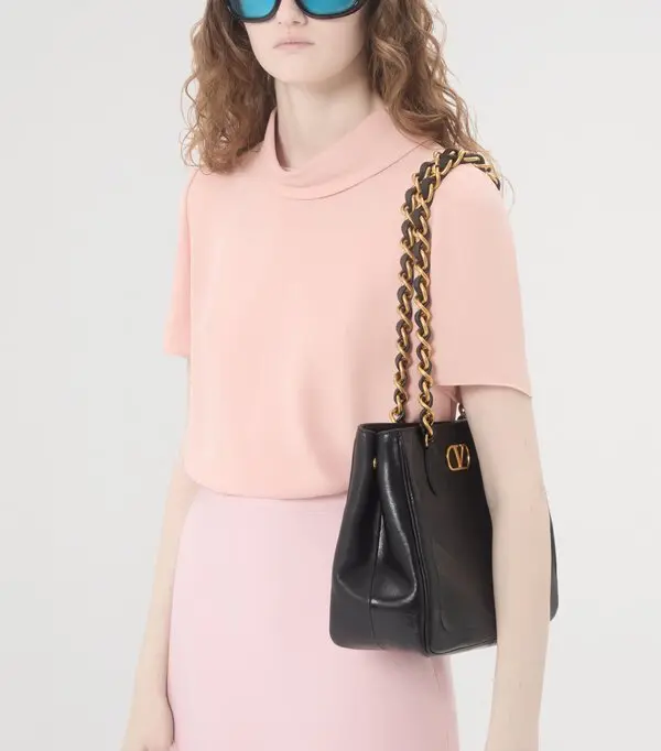 Valentino Garavani Silk Layered Collar T-shirt