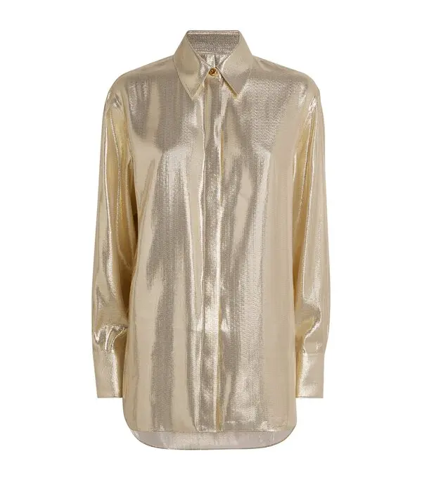 JOSEPH Silk-blend Lamé Capri Blouse