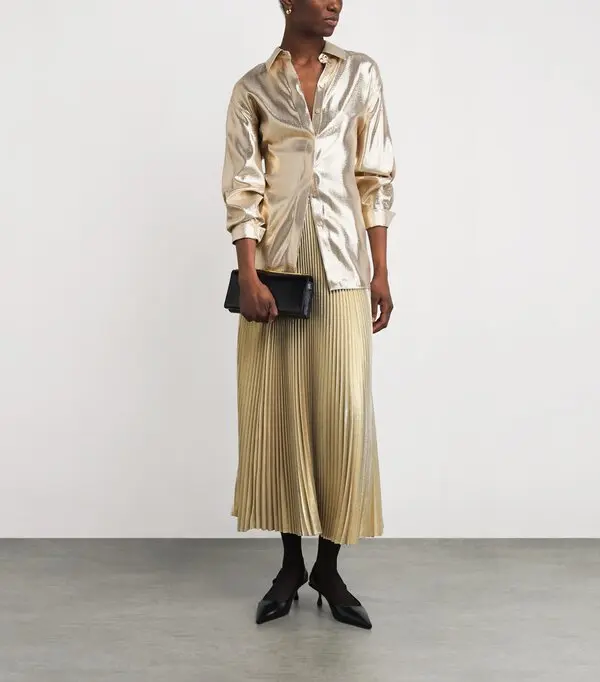 JOSEPH Silk-blend Lamé Capri Blouse