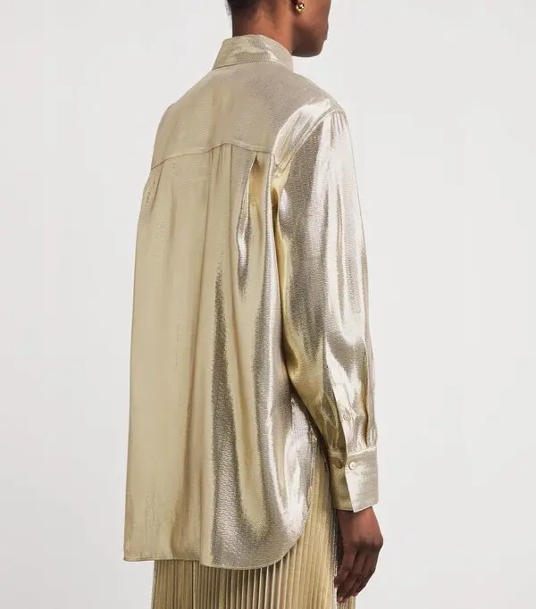 JOSEPH Silk-blend Lamé Capri Blouse
