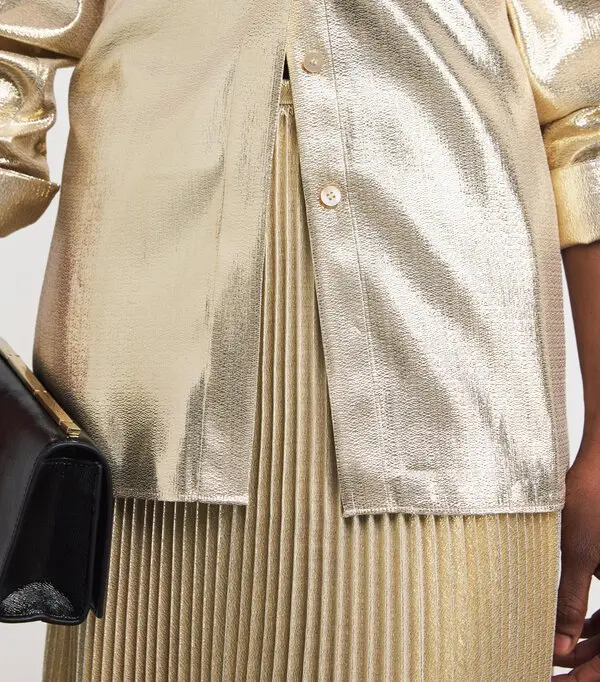 JOSEPH Silk-blend Lamé Capri Blouse