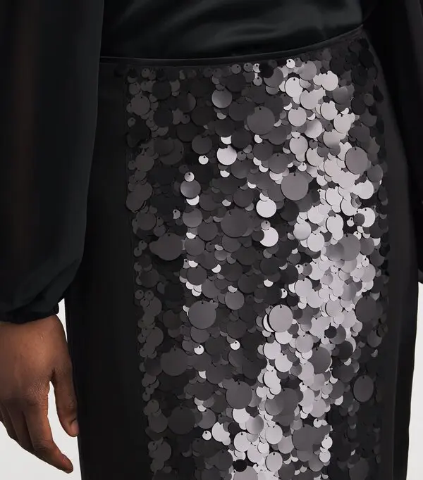 JOSEPH Chiffon Embellished Cambo Midi Skirt - Black