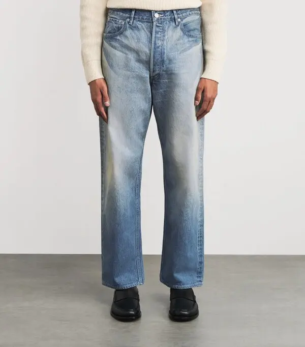 Auralee Faded Selvedge Wide-leg Jeans