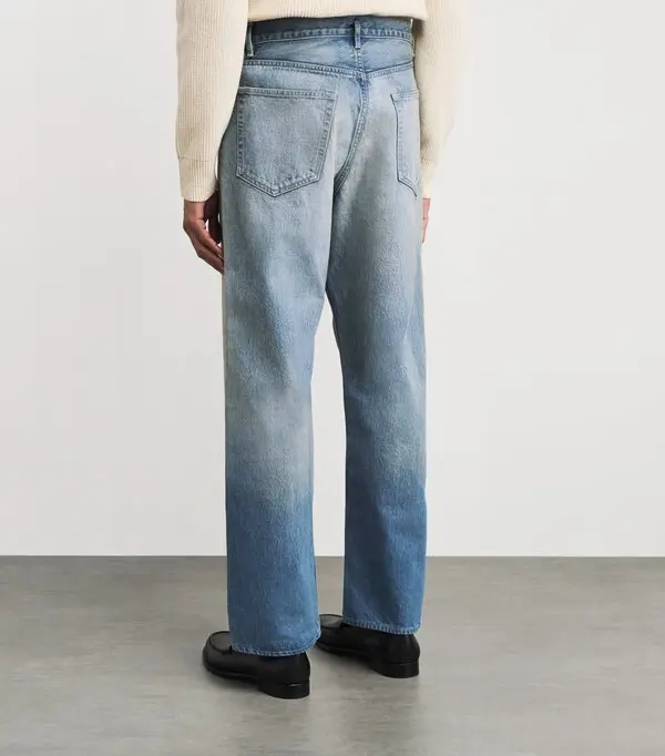 Auralee Faded Selvedge Wide-leg Jeans