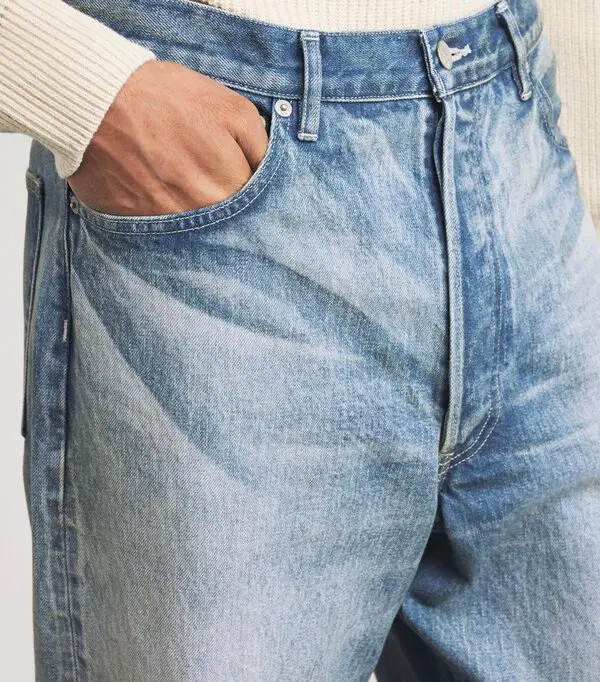 Auralee Faded Selvedge Wide-leg Jeans