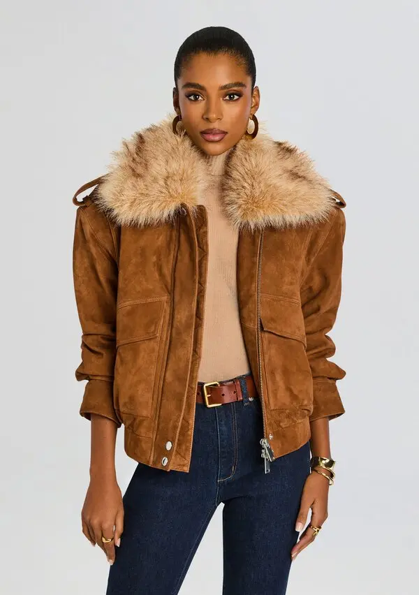 Retrofete Erynn Suede Jacket - Cognac