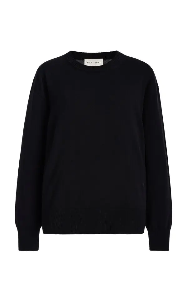 HIGH SPORT Jenna Wool Crewneck Sweater - Black