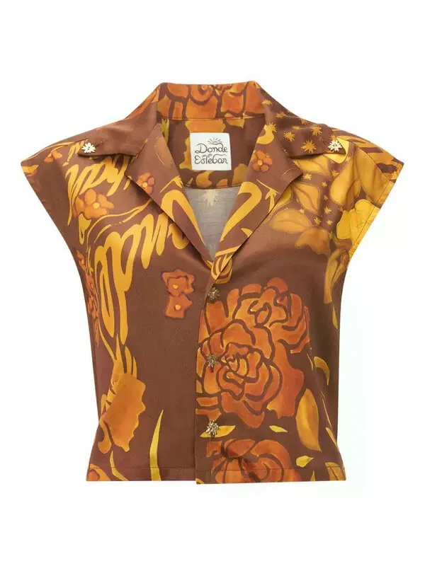 DONDE ESTEBAN Veranera Floral Buttoned Top