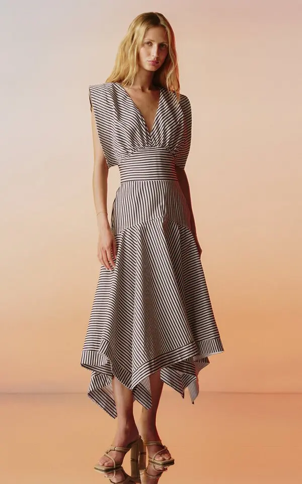 ANDRES OTALORA Gazelle Striped Stretch-cotton Midi Dress - Stripe