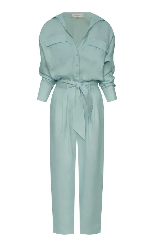 ANDRES OTALORA Lo Natural" Linen Jumpsuit - Light Blue