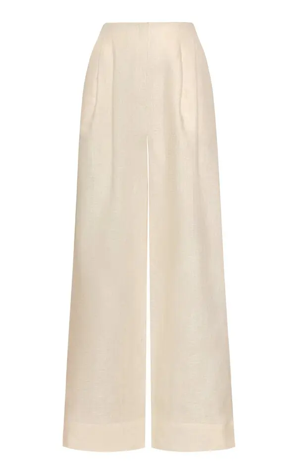 ANDRES OTALORA Ancestra High-rise Linen Wide-leg Pants - Ivory