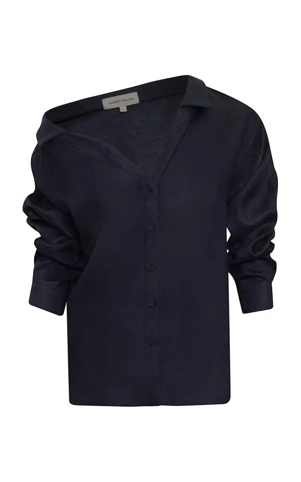 ANDRES OTALORA Sefara Relaxed Linen Shirt - Navy