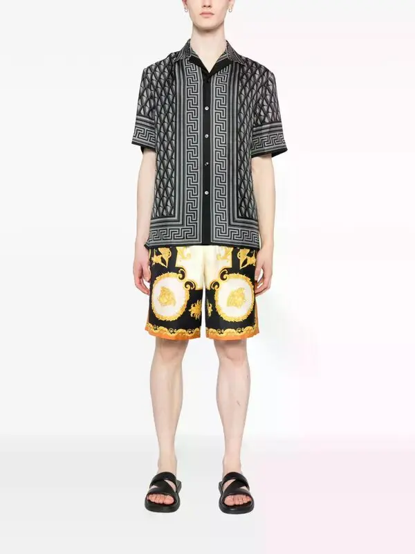 Versace Hall Of Heroes Printed Silk Twill Shorts - Black