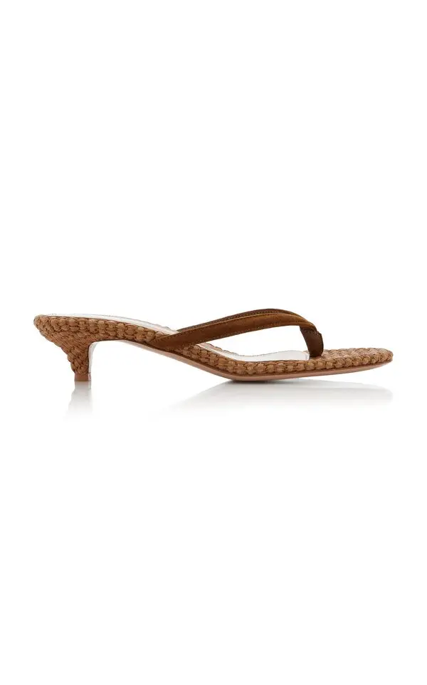 GIANVITO ROSSI Calypso Suede Thong Sandals - Brown