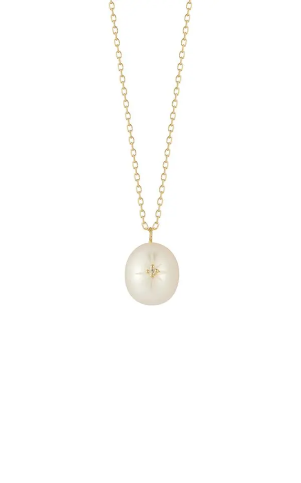 Mateo 14k Yellow Gold Diamond And Pearl Necklace - Ivory