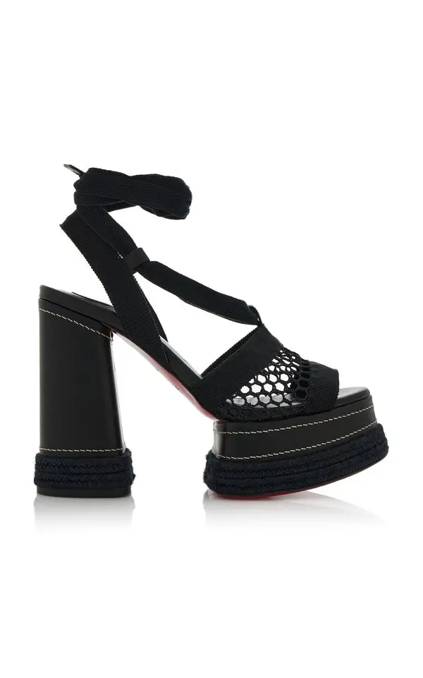CHRISTIAN LOUBOUTIN Toledissima 130mm Crocheted Platform Sandals - Black