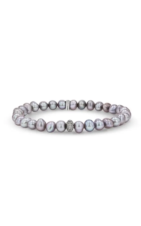 Sheryl Lowe Sterling Pearl And Diamond Bracelet