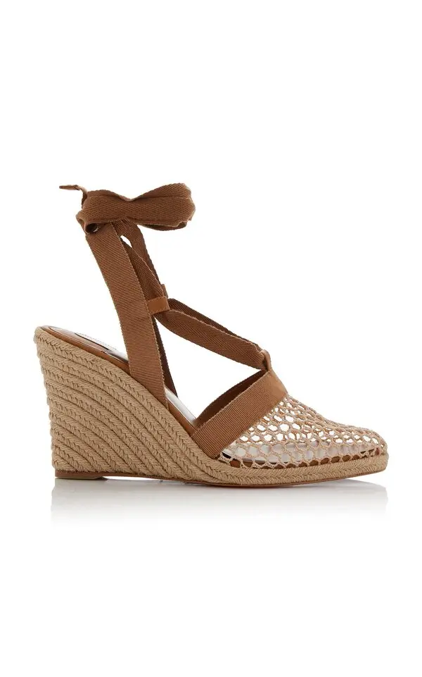 CHRISTIAN LOUBOUTIN Toleda 85mm Crocheted Espadrille Wedge Sandals - Brown