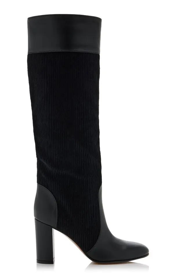 GIANVITO ROSSI Sheffield Corduroy Knee Boots - Black