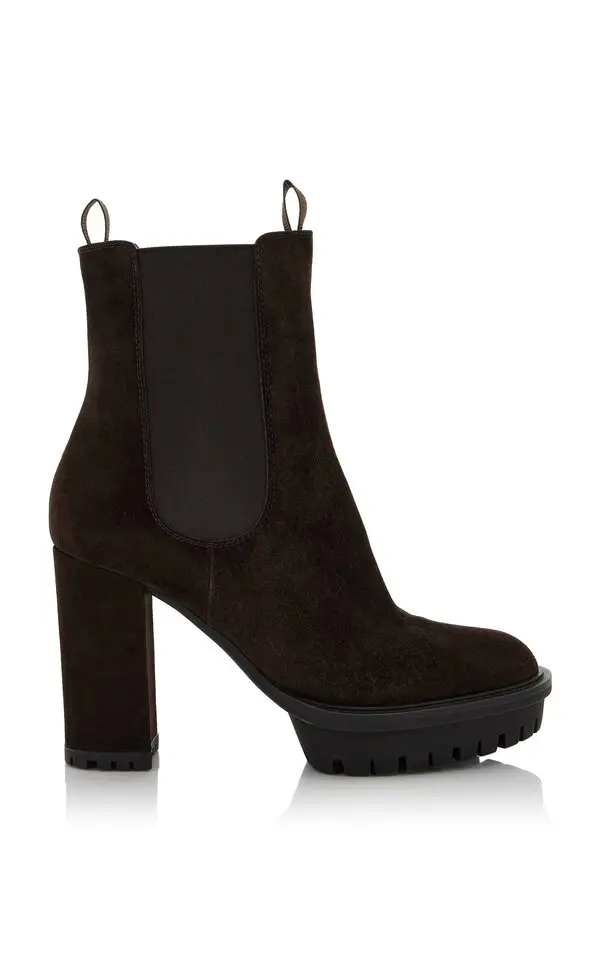 GIANVITO ROSSI Barrie Suede Platform Boots - Brown