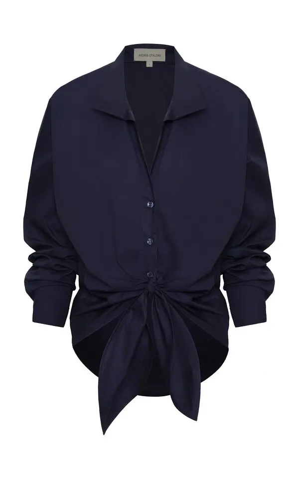 ANDRES OTALORA Dalila Tie-front Blouse - Navy