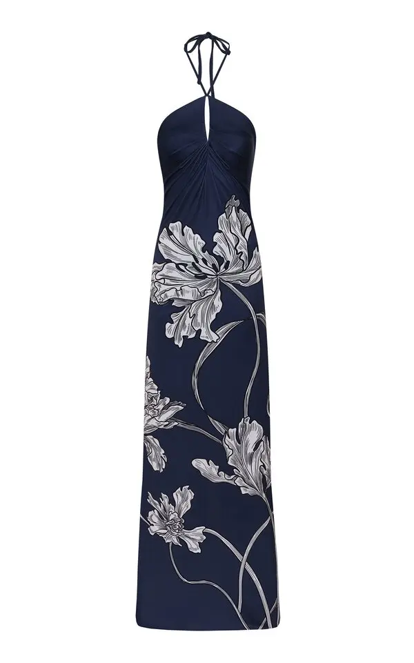 ANDRES OTALORA Halterneck Floral Maxi Dress