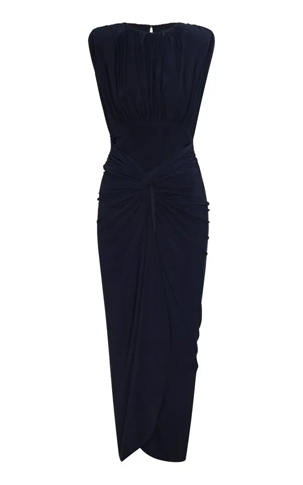 ANDRES OTALORA Zambea Draped Midi Dress - Navy