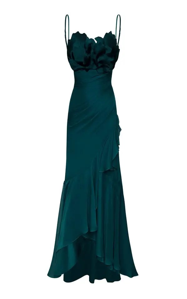 ANDRES OTALORA Embellished Silk Maxi Dress