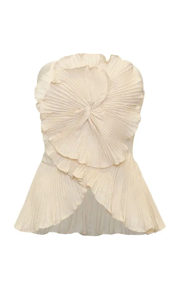 ANDRES OTALORA Imara Pleated Linen Top - Ivory