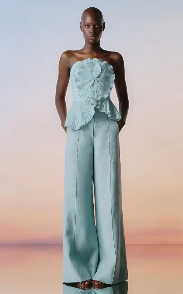 ANDRES OTALORA Imara Pleated Linen Top