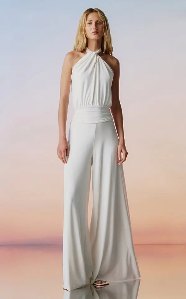 ANDRES OTALORA Sabor Marula Halter Wide-leg Jumpsuit - Off-white
