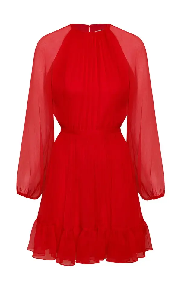 ANDRES OTALORA Raices Antiguas Ruffled Silk-chiffon Mini Dress - Red