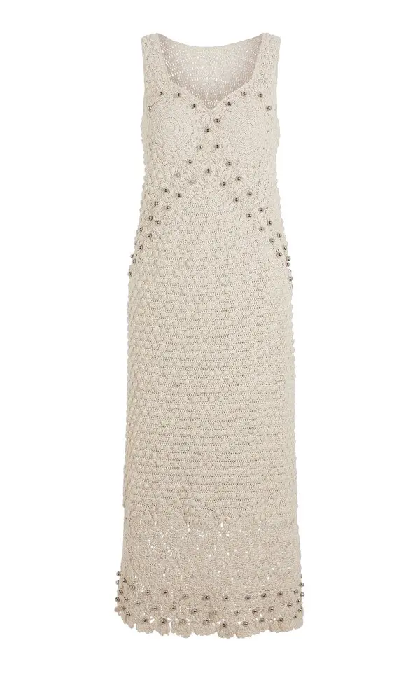 Rabanne Embellished Crocheted Maxi Dress - Ivory