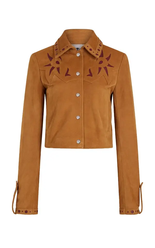 Rabanne Inlay-detailed Nubuck Leather Jacket - Neutral