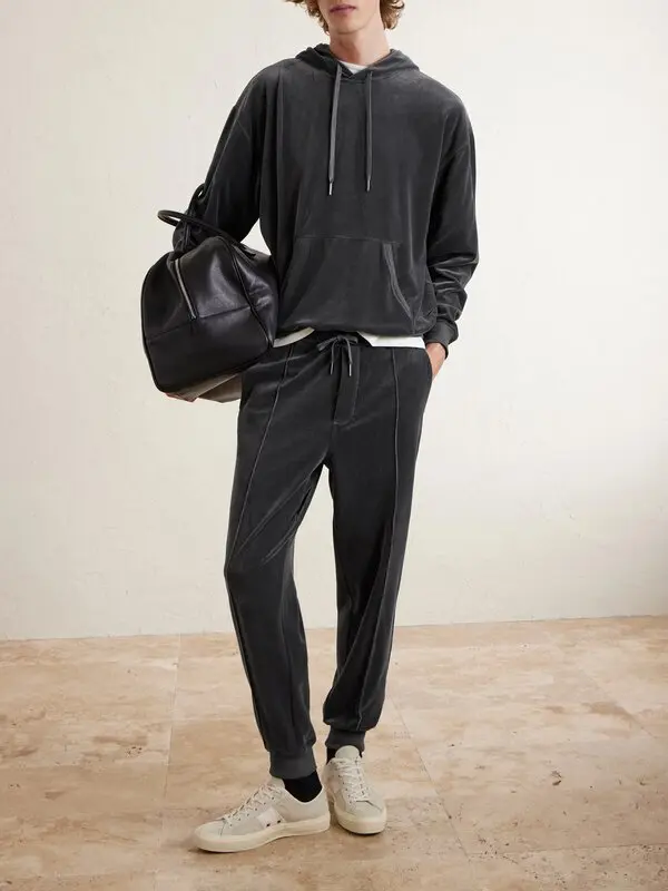 TOM FORD Cotton-blend Velour Hoodie - Gray