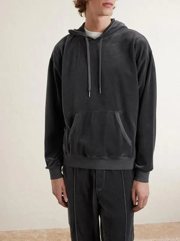TOM FORD Cotton-blend Velour Hoodie - Gray
