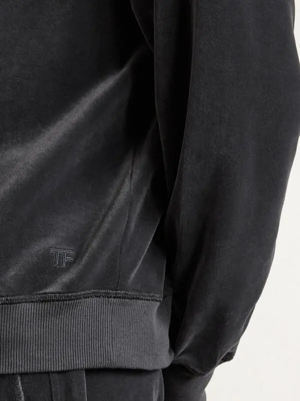 TOM FORD Cotton-blend Velour Hoodie - Gray