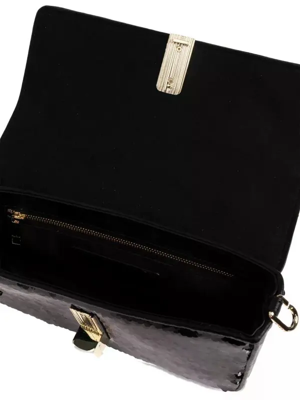 Furla Iride Sequin Embellished Turn-lock Shoulder Bag - Black