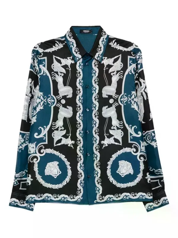 Versace Hall Of Hero Printed Shirt - Black