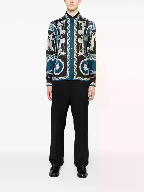 Versace Hall Of Hero Printed Shirt - Black