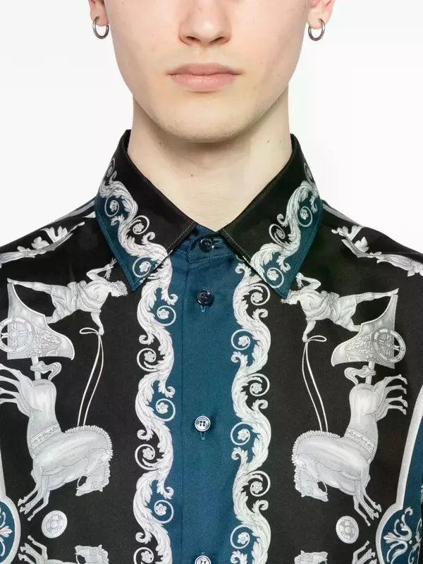 Versace Hall Of Hero Printed Shirt - Black