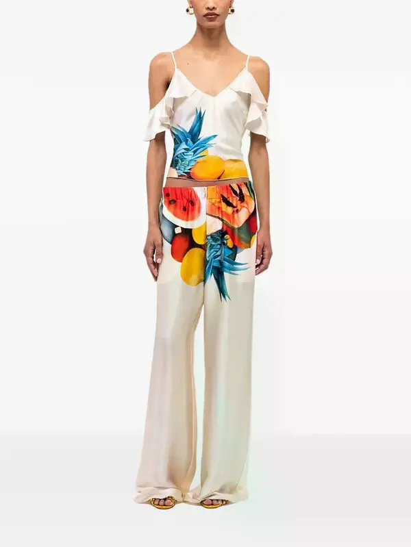 DONDE ESTEBAN Fruit-print Trousers - Neutrals