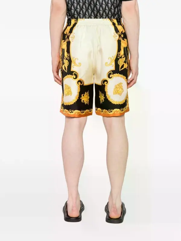 Versace Printed Silk Twill Knee-length Shorts - Black