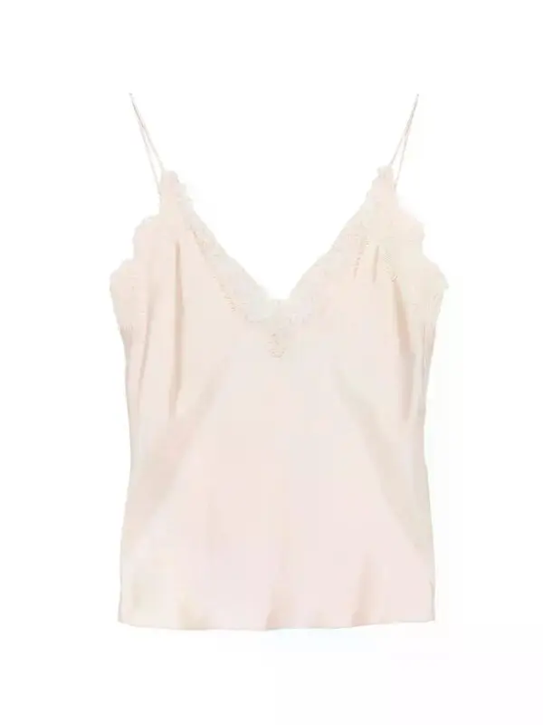 RÓHE Lace-trim Silk Top - Pink