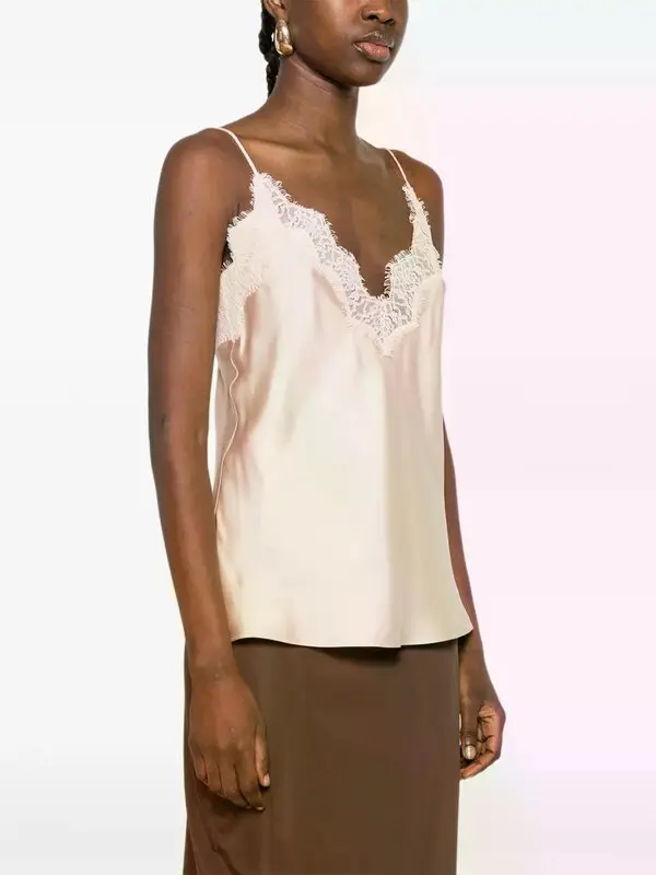 RÓHE Lace-trim Silk Top - Pink