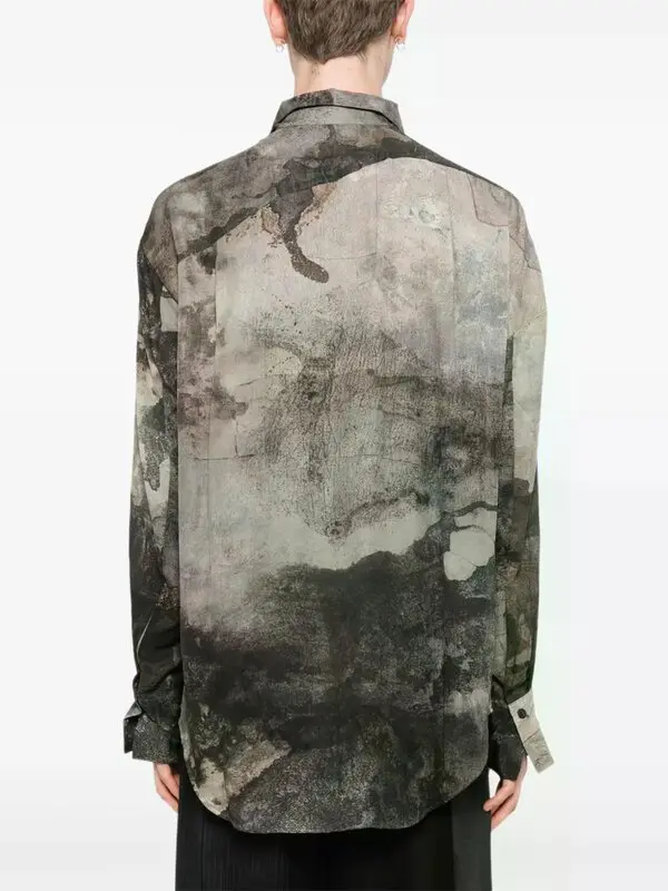 ZIGGY CHEN Digital Print Silk Shirt