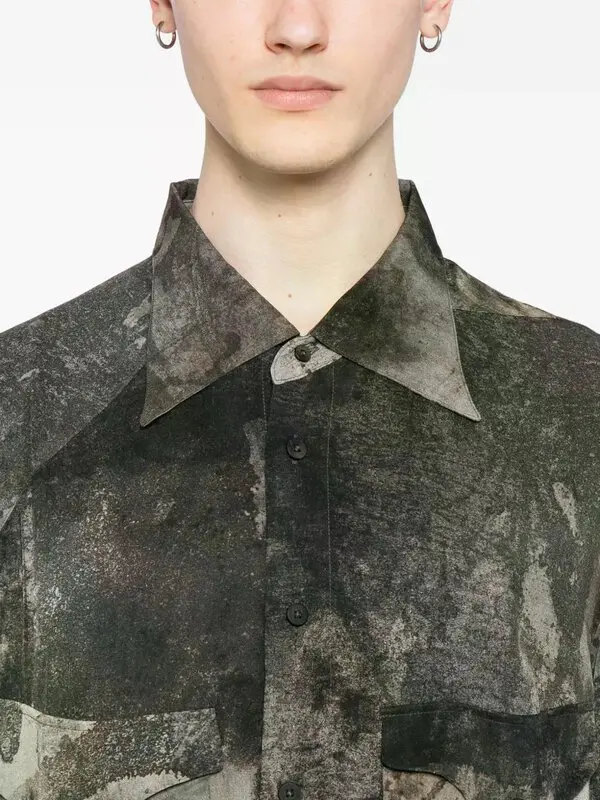 ZIGGY CHEN Digital Print Silk Shirt