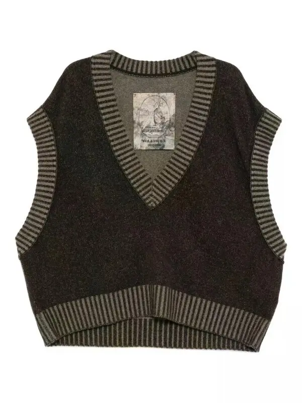 ZIGGY CHEN Sleeveless V-neck Vest - Brown
