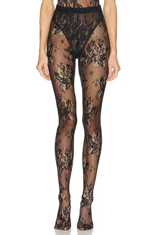 Wardrobe.NYC Evening Lace Tights - Black