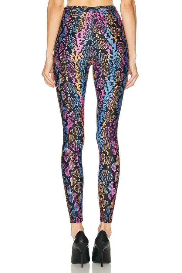 Versace Python Print Legging In Blue,pink - Sky, Pink Sapphire, & Autumn Spice